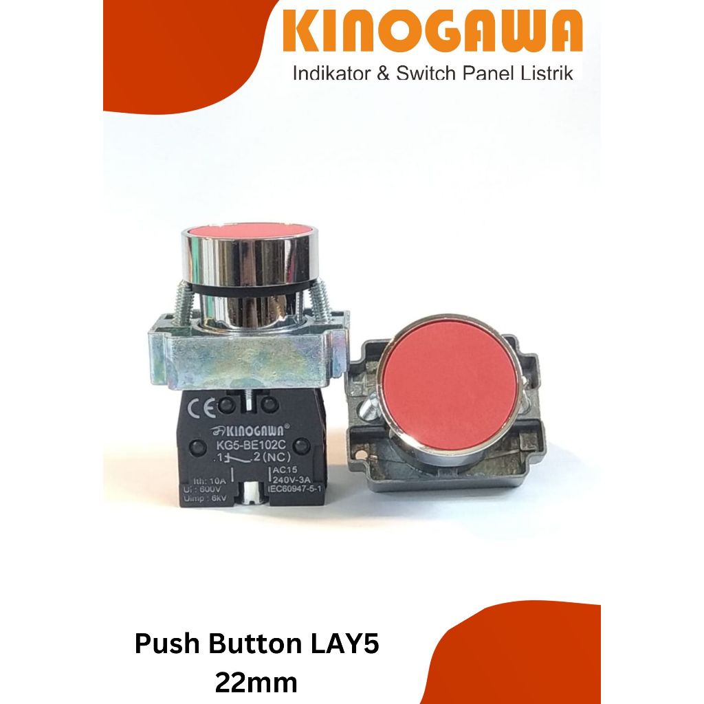 MERAH TOMBOL Push Button 22mm LAY5 Red Shoots - 22mm Stop OFF Button ...