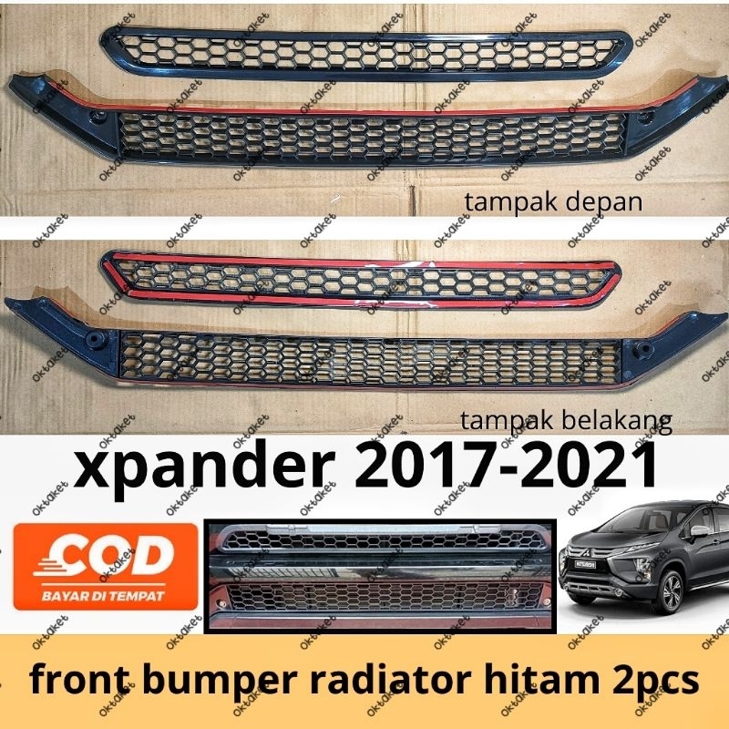 HITAM Front bumper radiator cover black black 2pc Xpander 2017 2018 ...