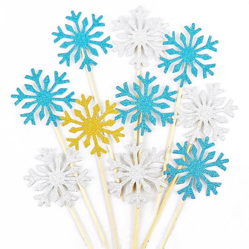 Snow Cake Topper/Glitter princes elsa snow Topper/5pcs/elsa snowflake ...