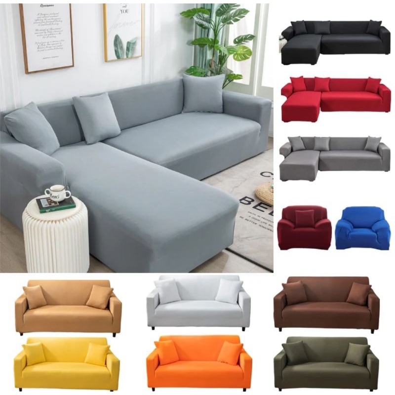 SIKU Plain SEATER SOFA COVER/Elastic STRETCH SOFA COVER 1-2-3 -4 SEATER ...