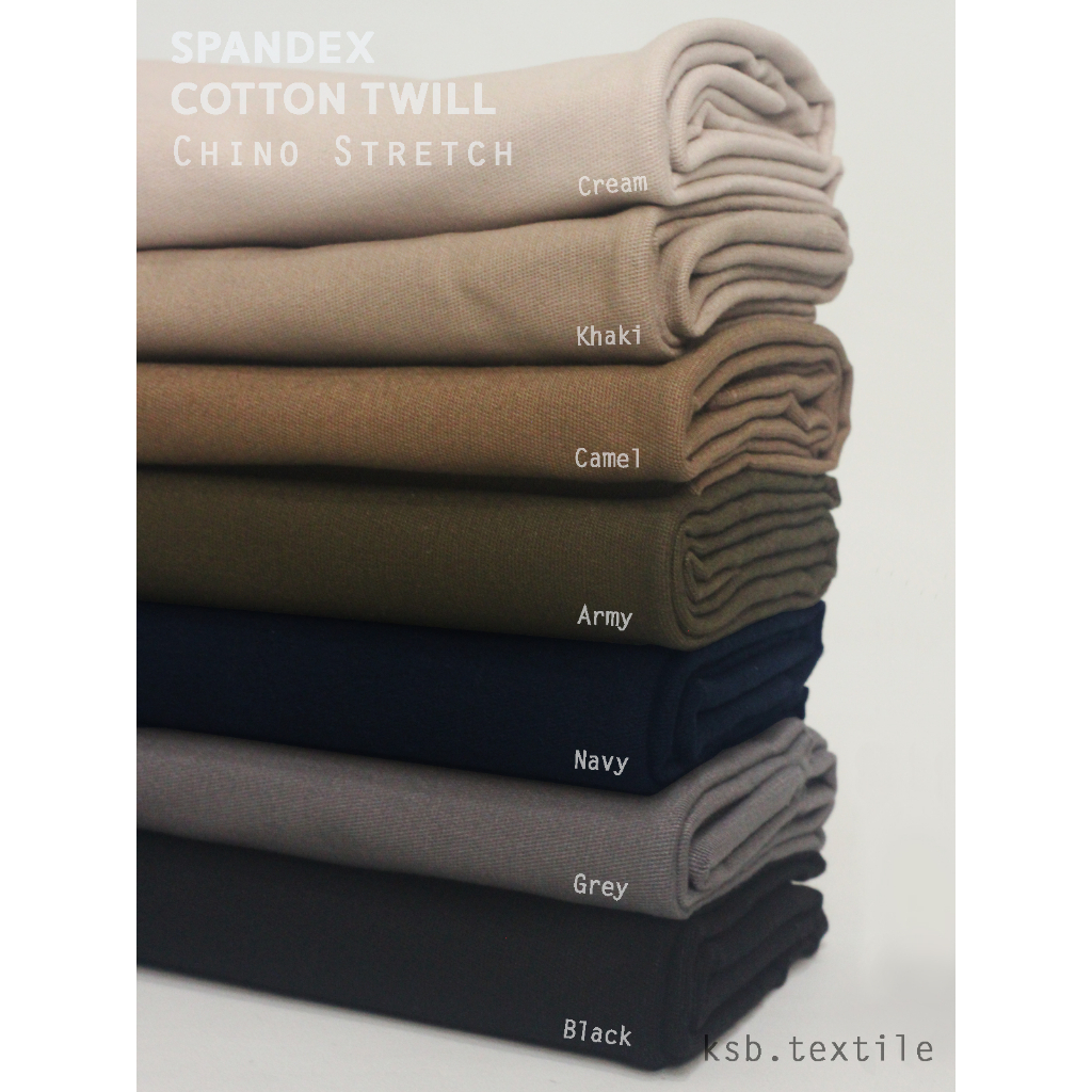 Chino Cotton Twill Stretch Stretch Fabric Retail - PER 1 And 1.4 METER ...