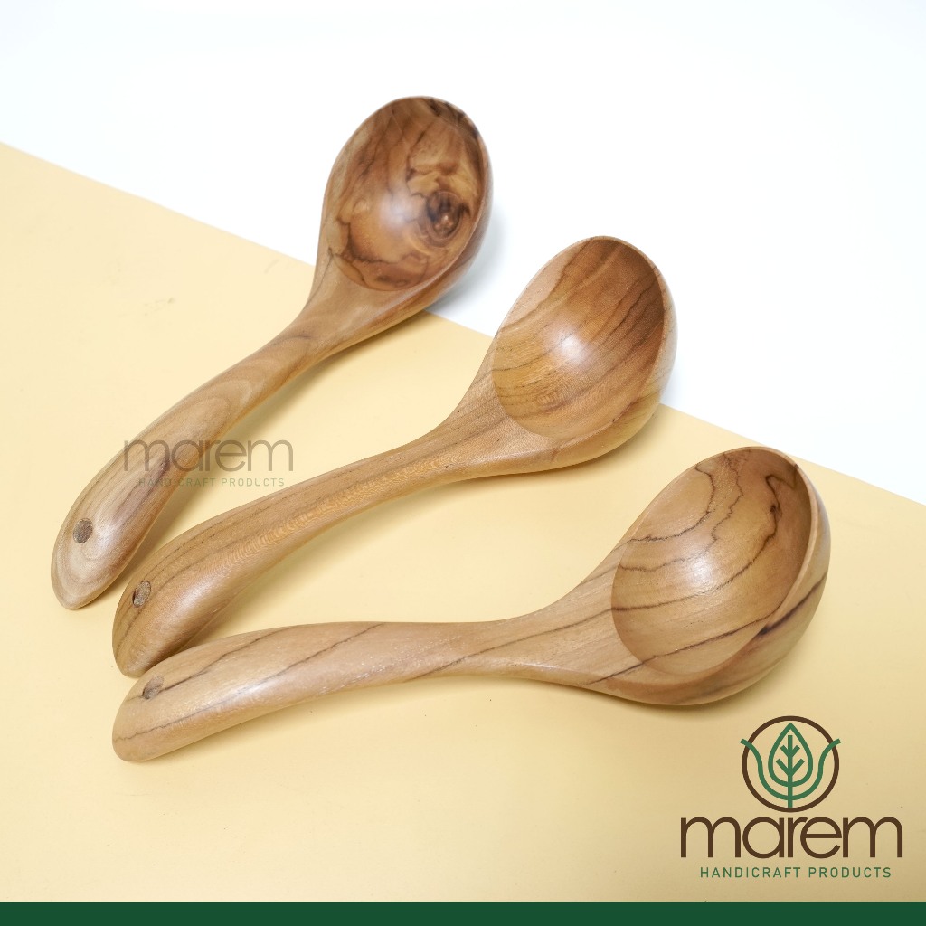 KAYU Large Teak Wood Vegetable Spoon PREMIUM Teak Wood 23cm Long ...
