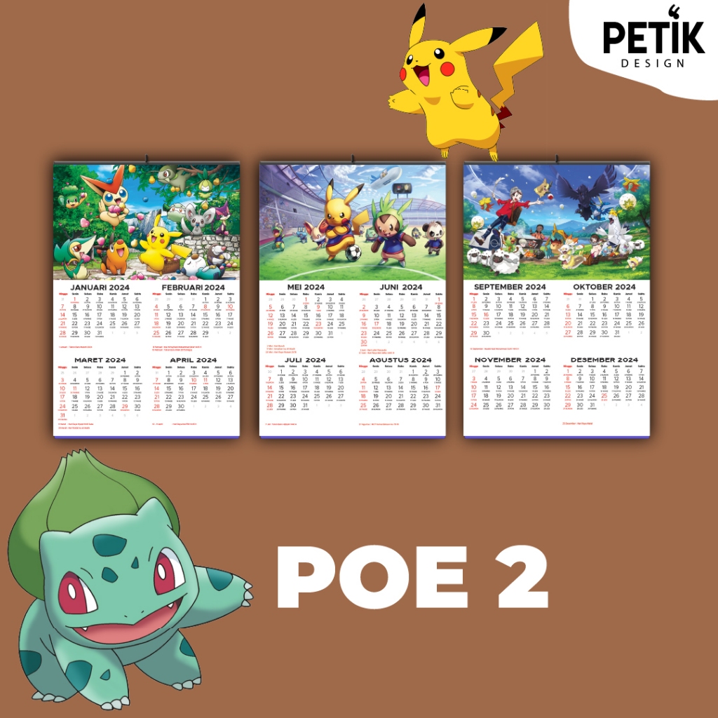 Pokemon Pikachu Wall Calendar 2024 Clamps | Shopee Malaysia