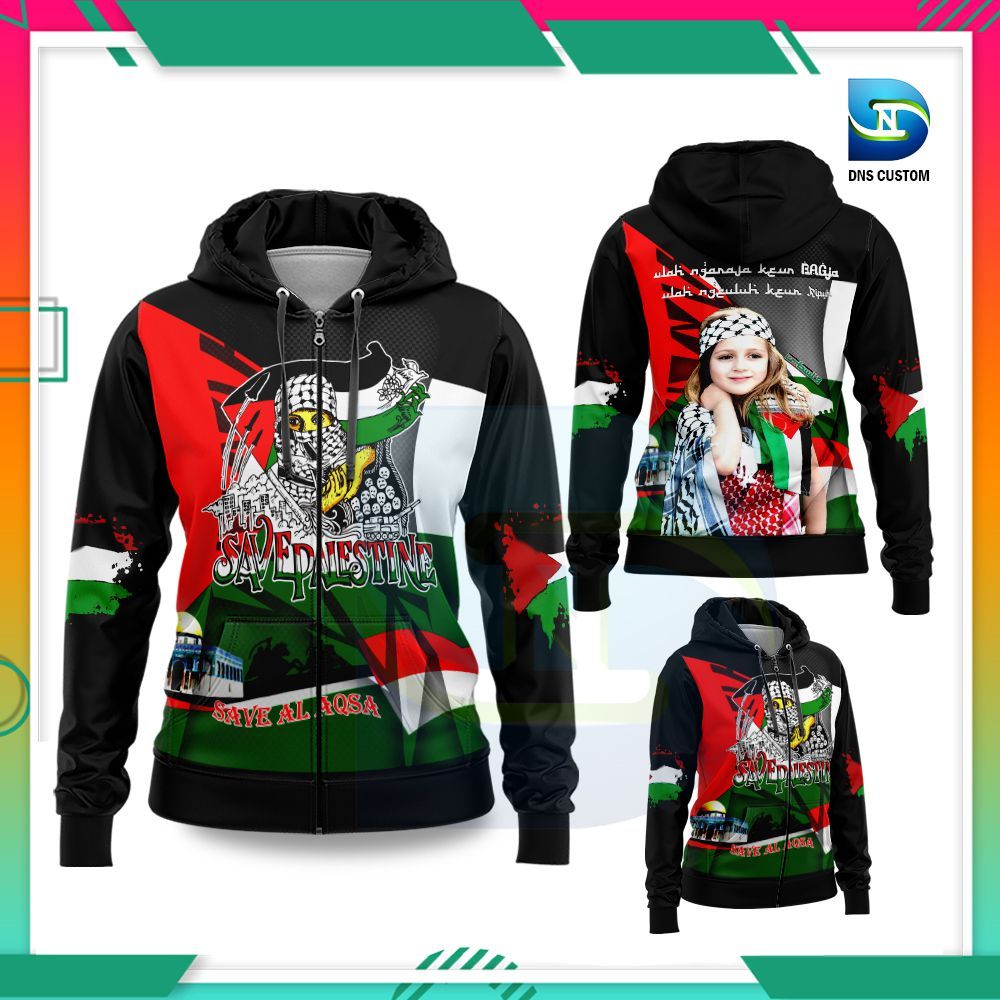 Women's SAVE PALESTINE HOODIE JACKET FREE PALESTINE JACKET | Shopee Malaysia