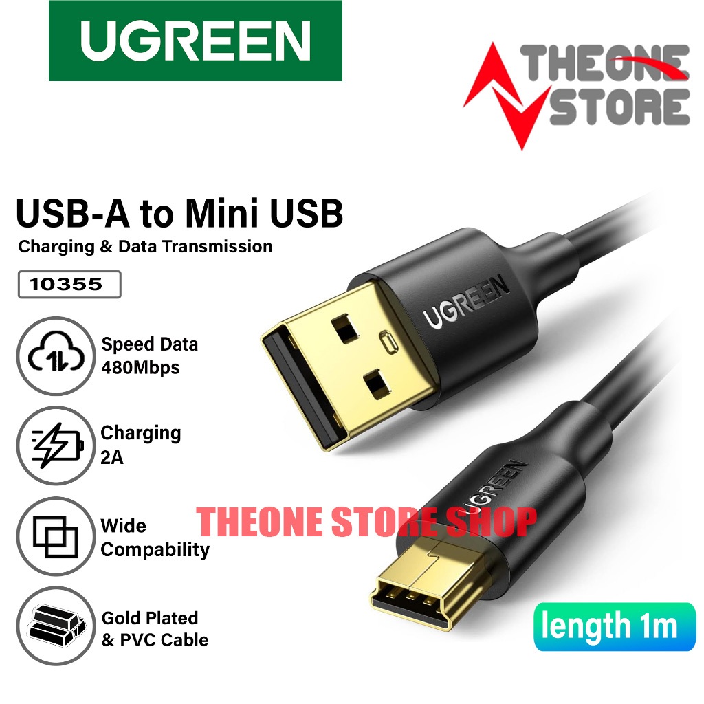 Ugreen USB Data Cable 2.0 to Mini B USB 5 Pin 2A PS3 HDD Charge Mini ...