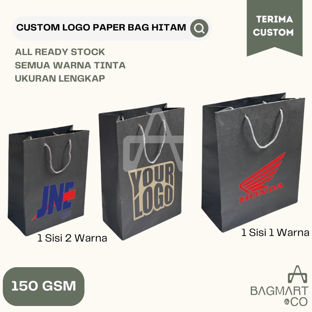 HITAM Custom Design Screen Printing Paper Bag Black Celebration ...