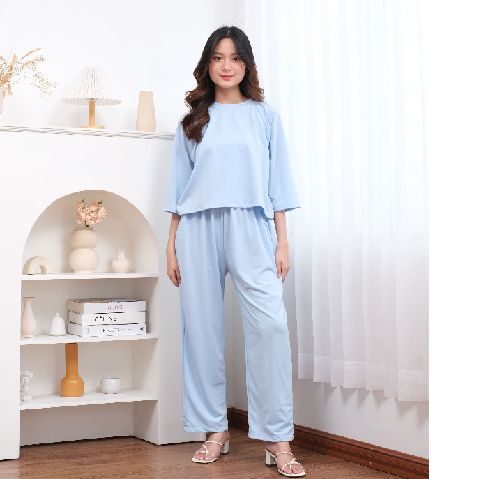 3/4. Sleeve CROP TOP Suit || One SET CROP TOP BASIC Sleeve 3/4 | Shopee ...