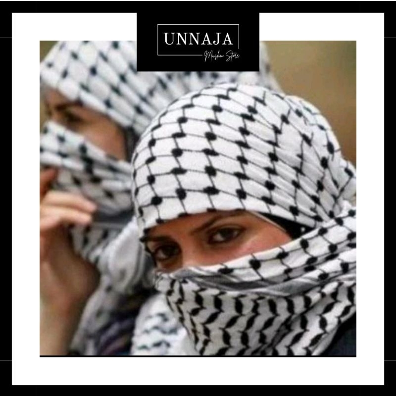 Hitam Putih Ums Palestine Keffiyeh Turban Semagh Black And White
