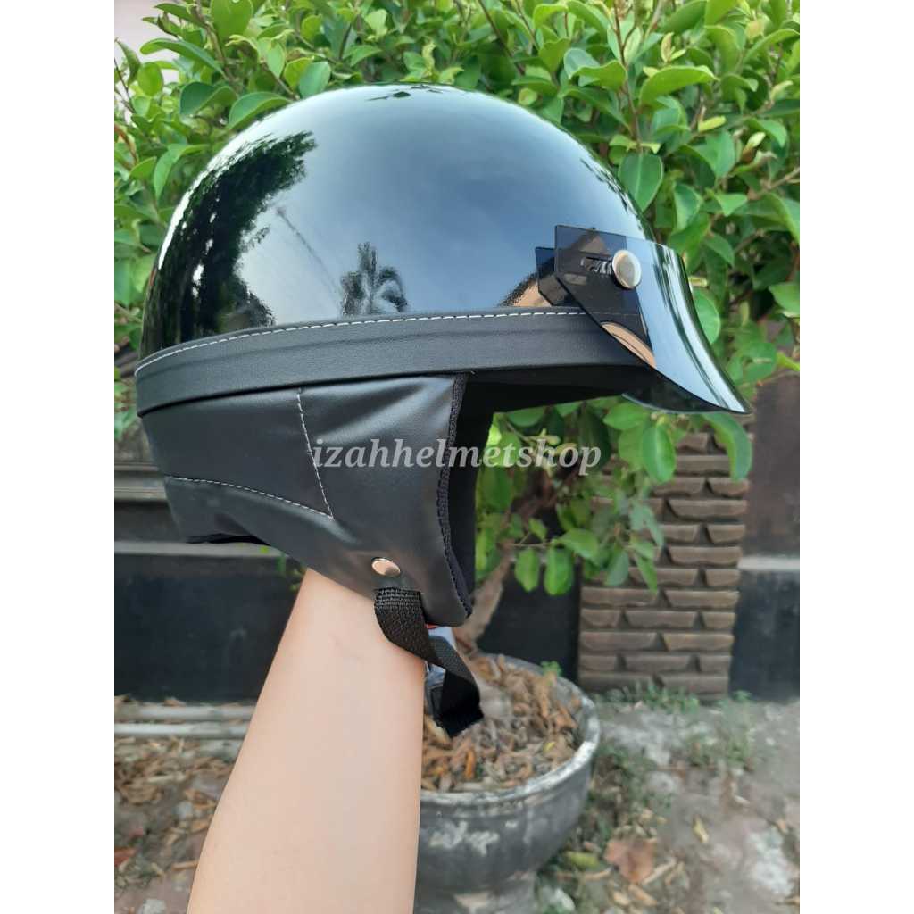 HITAM Plain black chip helmet-vintage chip helmet-izahhelmet custom ...
