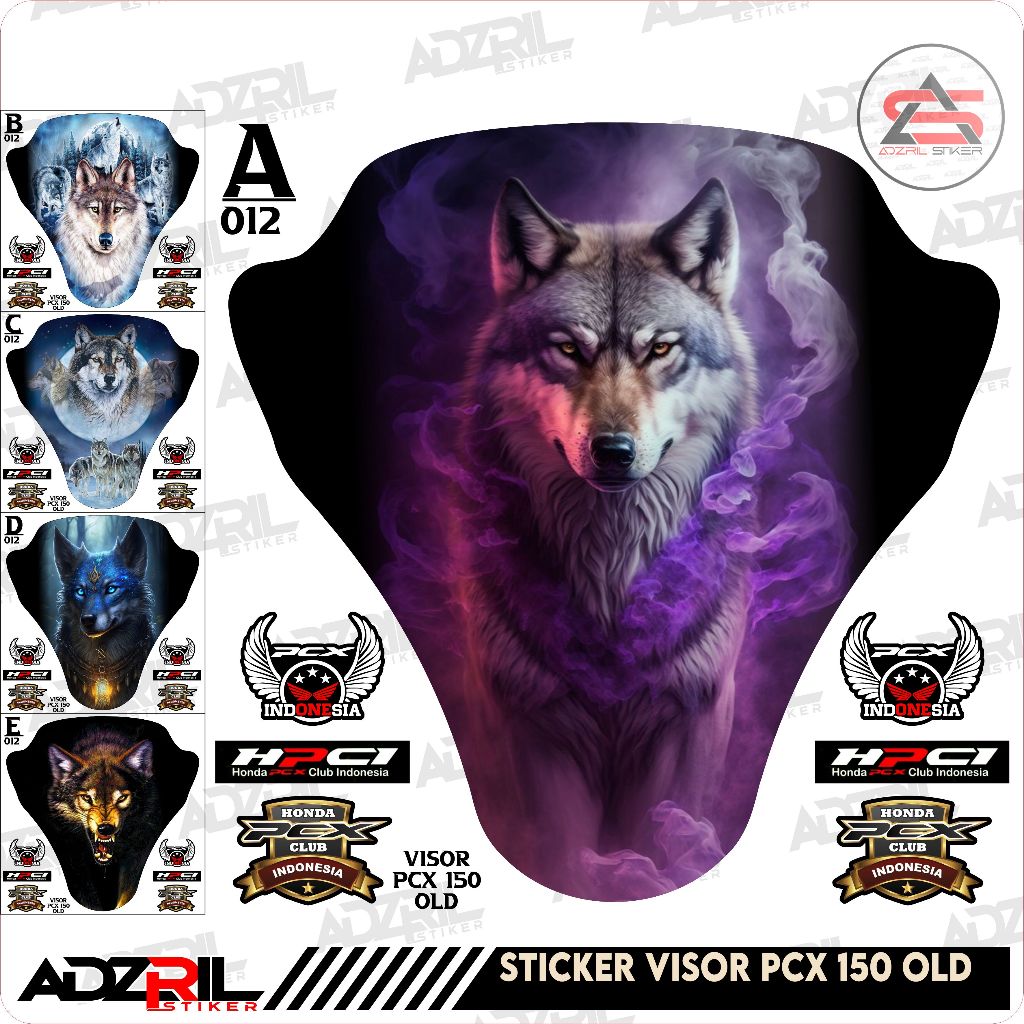 PUTIH Winshield honda pcx 150 old Wolf White Cool visor Sticker/ Cool ...