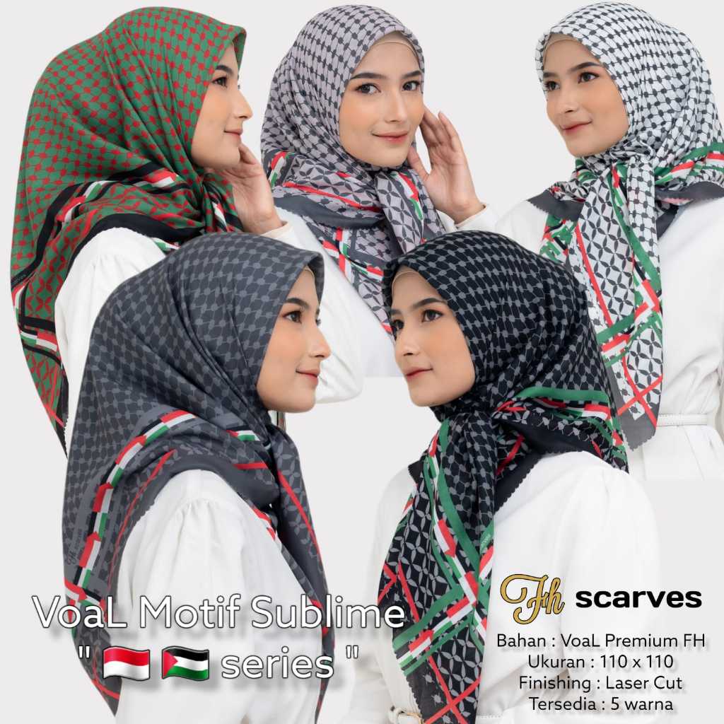 Fh Syal Hijab/Tudung Palestine Series Motif Indonesia untuk Palestina ...
