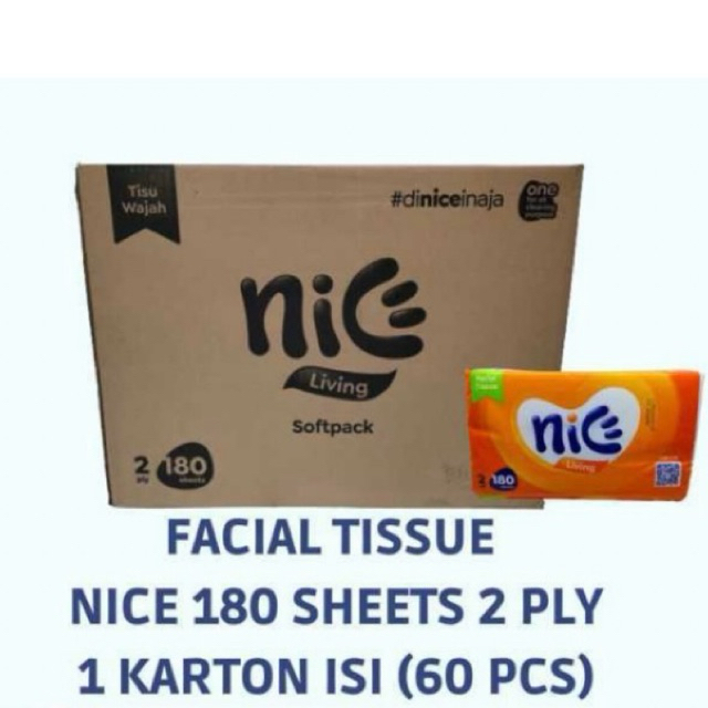Nice Tissue package 180 sheets 2 ply 1 carton/box contains 60 pcs ...