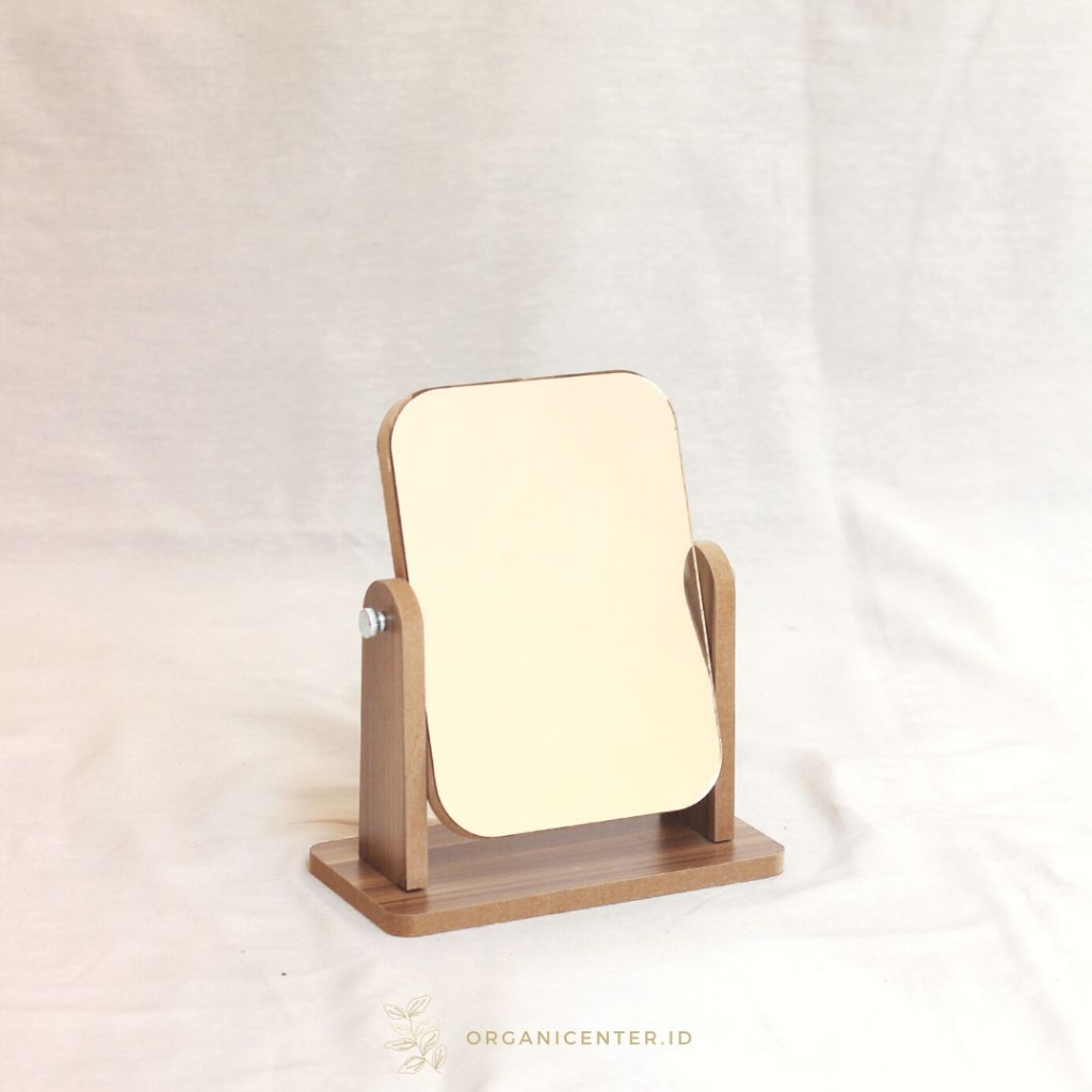 KAYU Aesthetic Wooden Mirror Aesthetic Wooden Table Mirror Turntable ...