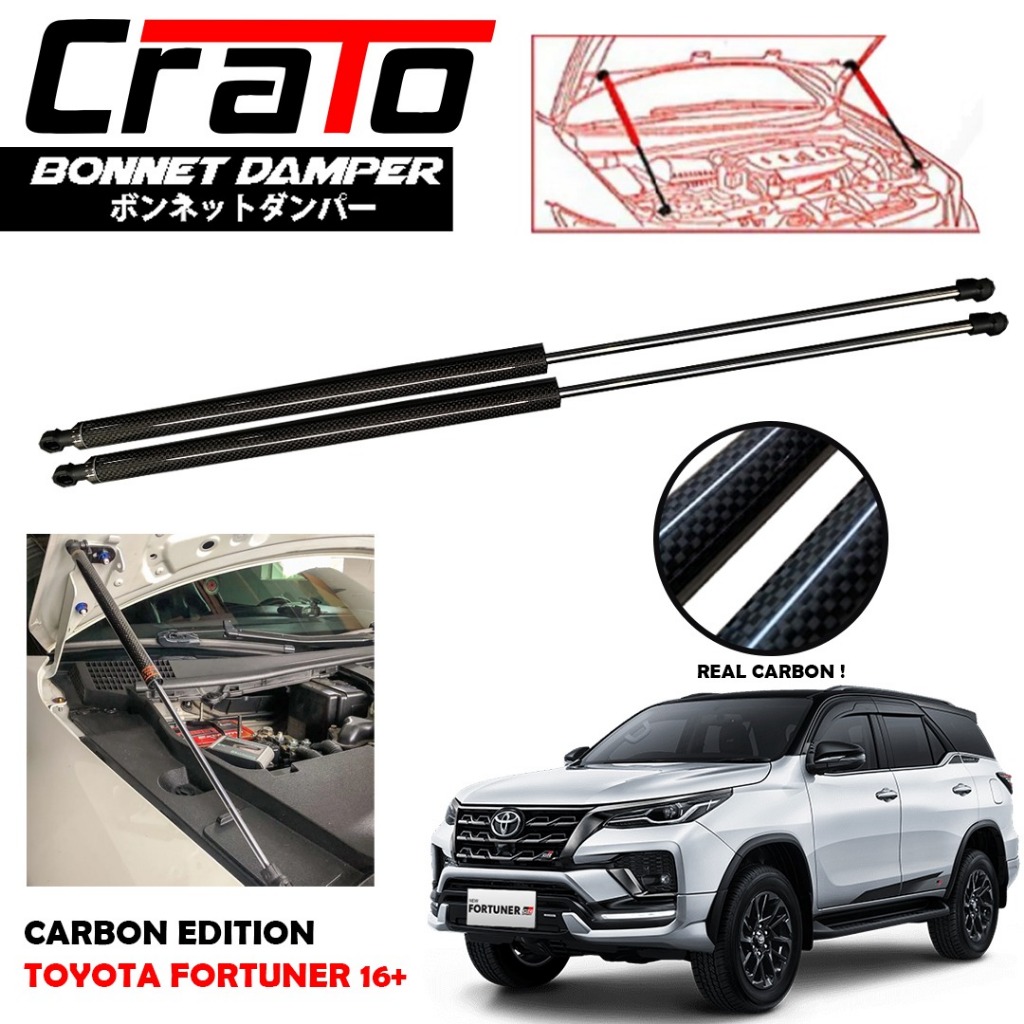 MESIN Shock Hood Damper Crato Fortuner +16 (CARBON) | Shopee Malaysia