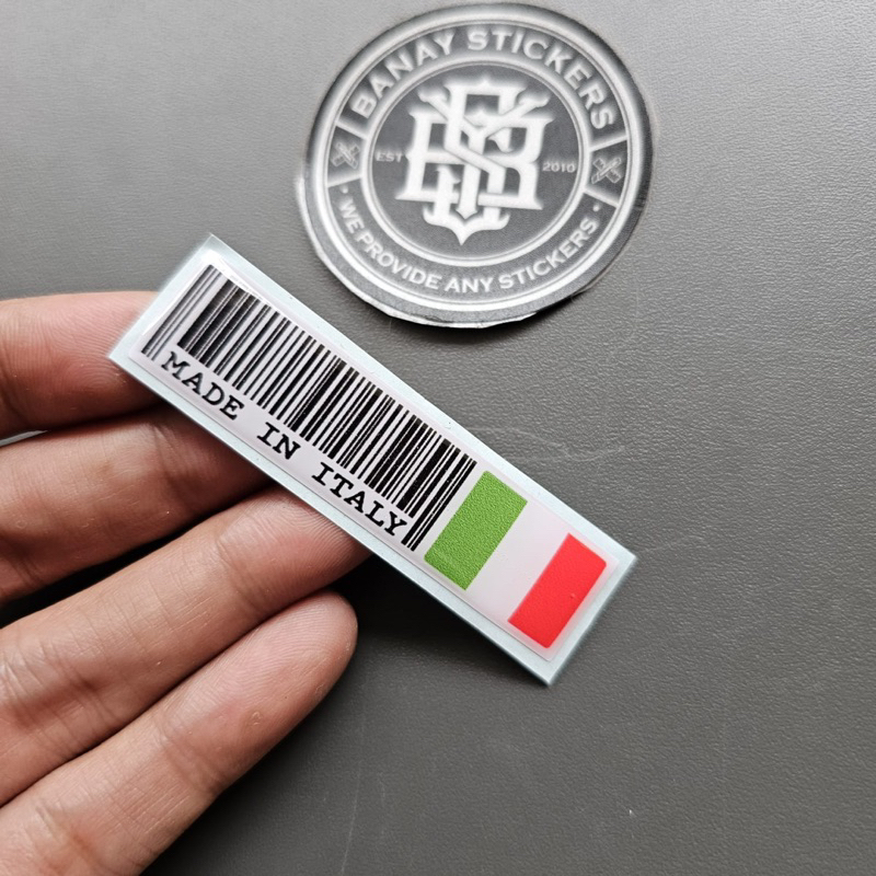 MADE IN ITALY Barcode Emblem Sticker Embossed | Shopee Malaysia