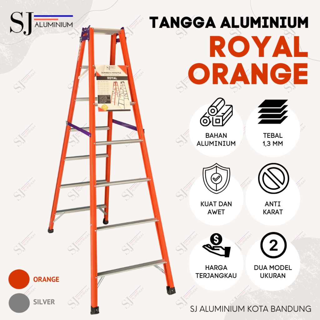 Royal Orange - Folding Aluminum Ladder Orange Jumbo Aluminum Ladder ...
