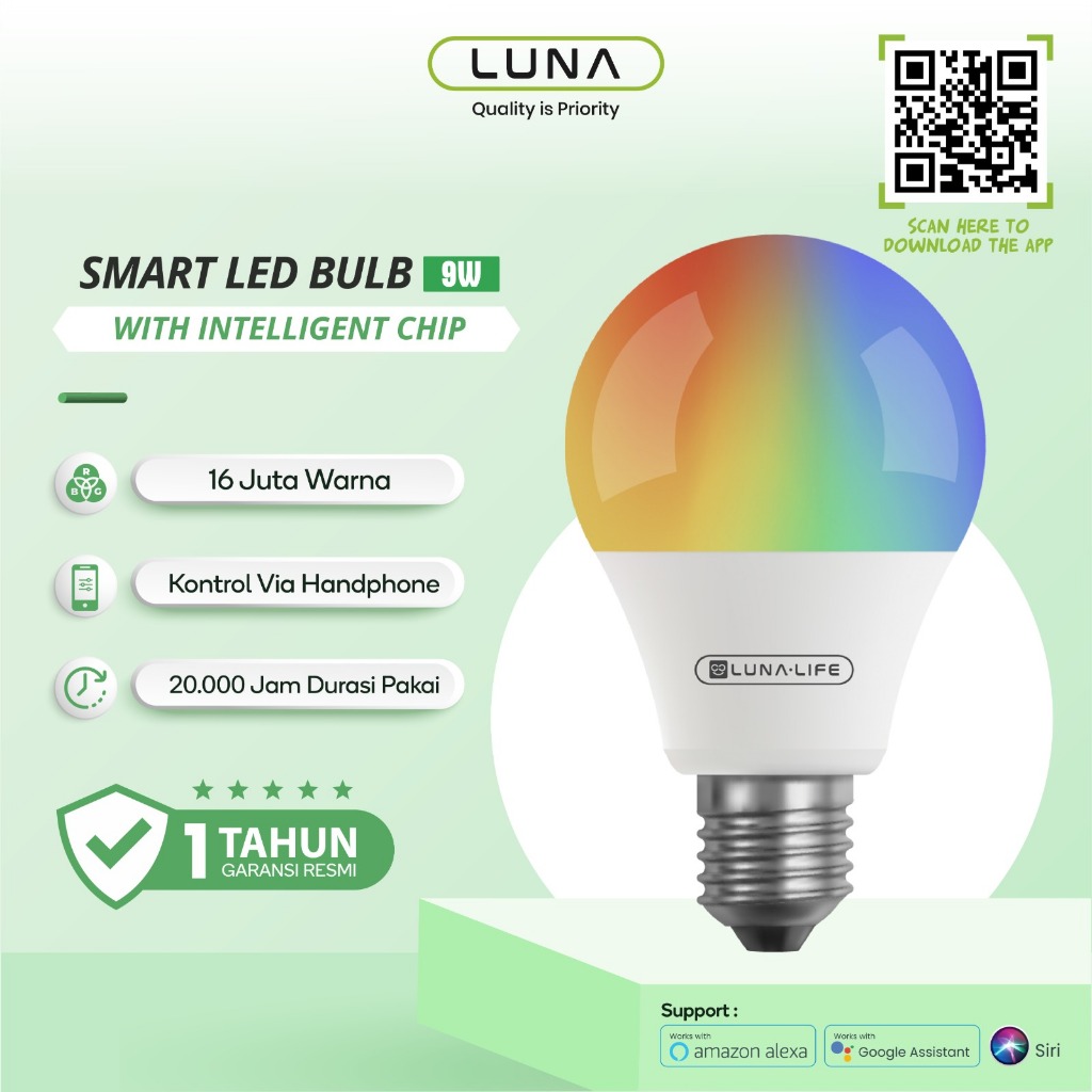 Luna LIFE Smart Lamp 9 Watt LIGHT BULB RGBWW Wifi Wireless IoT - Sleep ...