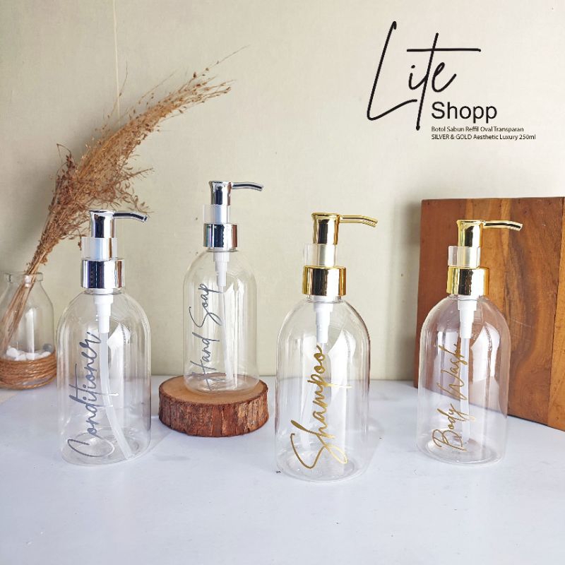 Luxury Aesthetic Liquid Soap Bottle 250ml Transparent Oval | Shopee ...