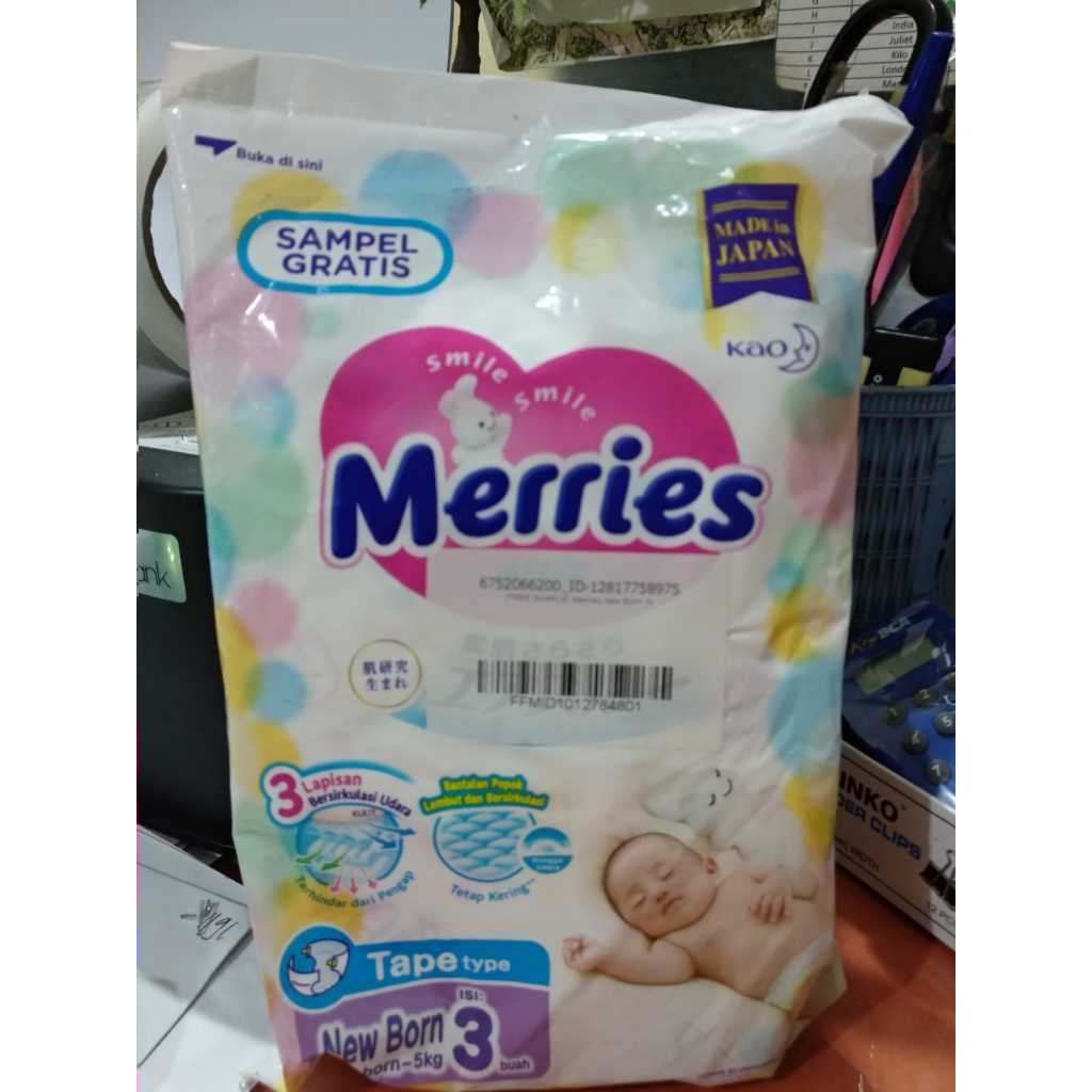 Merries PREMIUM Baby Diapers Tape NB 3 pcs SAMPLE packaging | Shopee ...