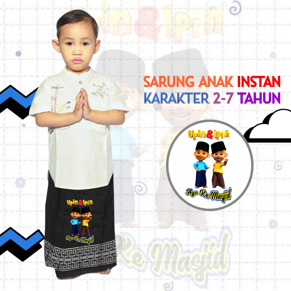 Instant Children's Sarong With Upin Ipin Character Motif, Let's Go To ...