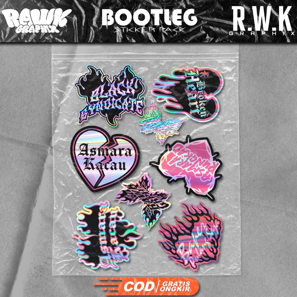 Sticker PACK ASMARA GLASS BLACK SYNDICATE BROKEN HEART MODEL PDL LOVE ...