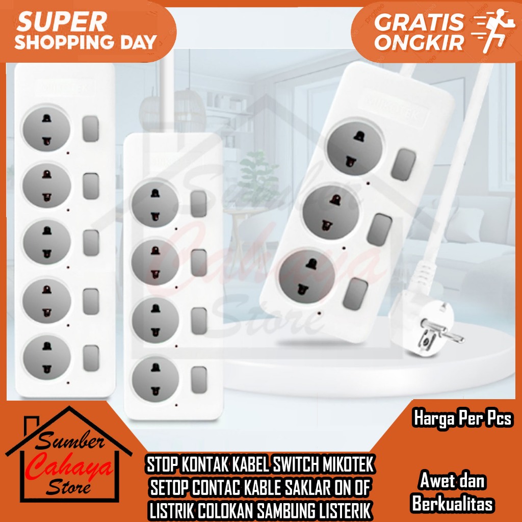 Mikotek SWITCH CABLE SOCKET SETOP CONTAC KABLE ON OF Electrical SWITCH Plug Electrical CABLE ...