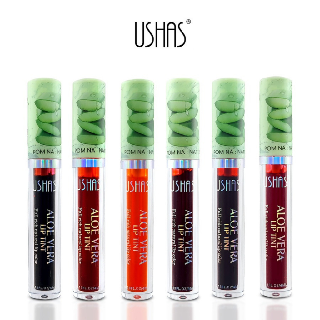 USHAS ALOE VERA LIP TINT (METIC DYEING AND MOISTURIZING LIQUID GEL LIPS WITH CROCODILE TONGUE ...