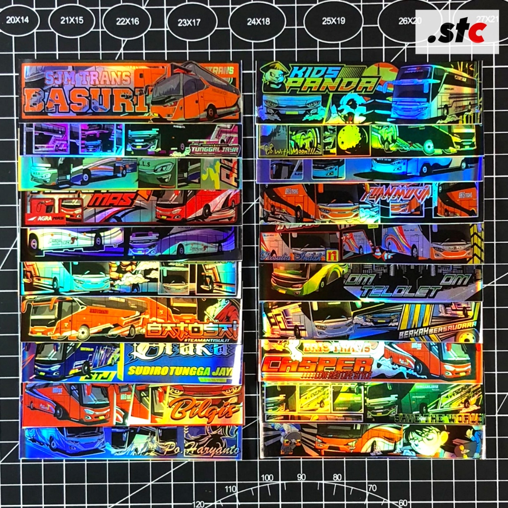 (Get 20 pieces) Complete Shiny Hologram Long bus Stickers basuri bus ...