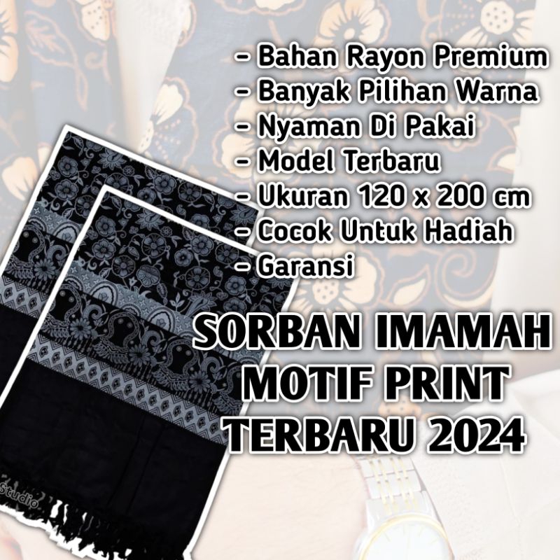 HITAM Turban turban Khasmir habib santri haji black men's turban ...