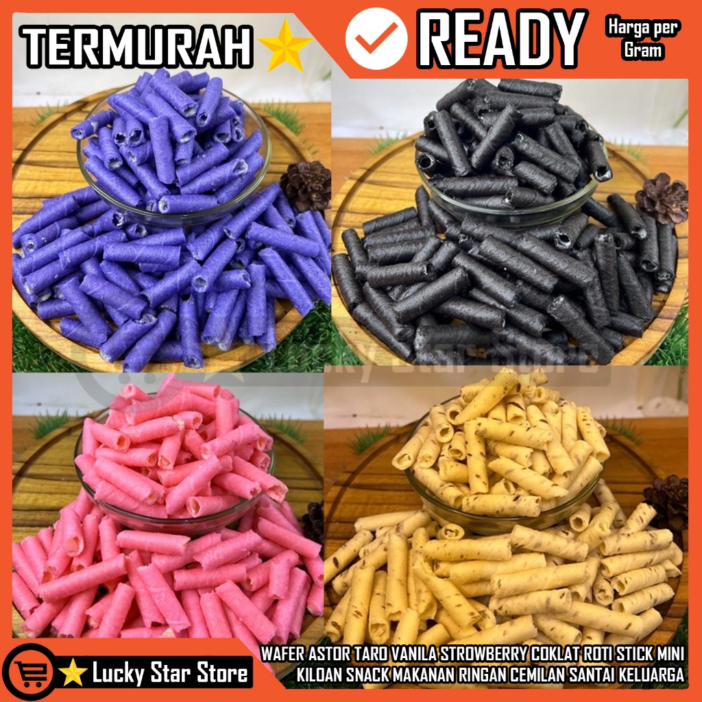 Wafer Astor Taro Vanilla Strowberry Chocolate Bread Stick Mini Snack ...