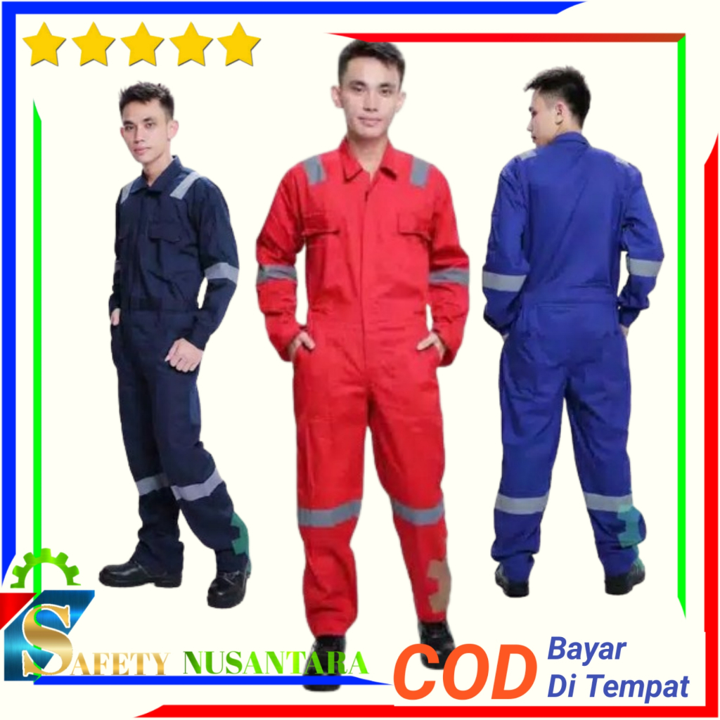 MERAH Red Wearpack Safety Coverall / Overall Model Project Work Uniform ...