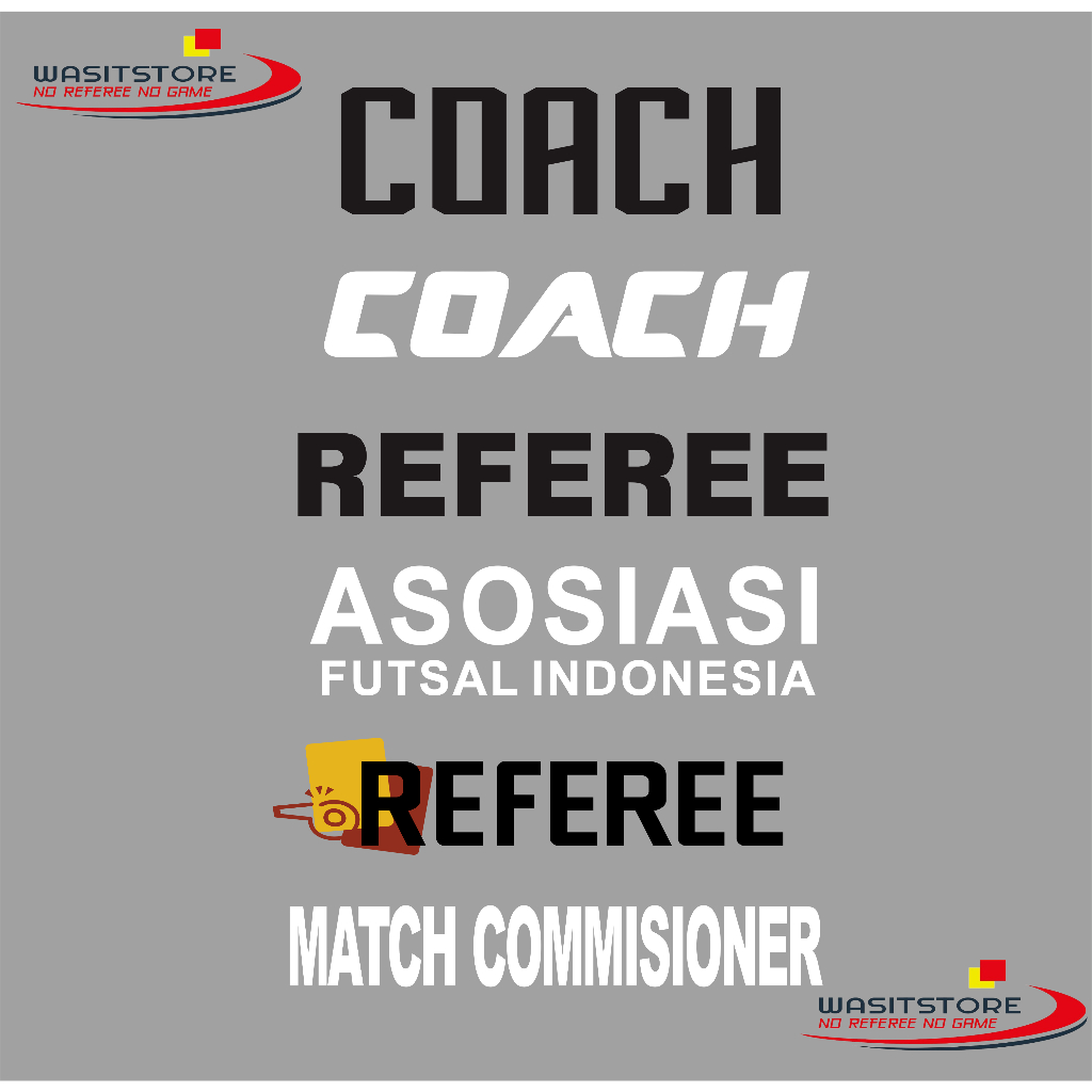 MERAH BACK REFEREE SCREEN PRINTING PATCH - WHITE REFEREE - BLACK ...