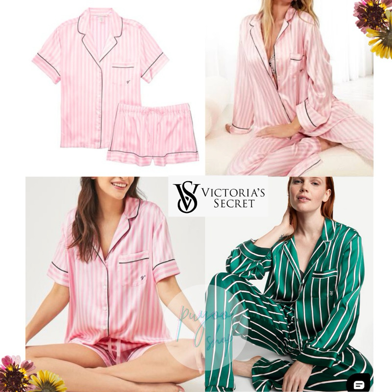 Victoria SECRET | Vs SILK SATIN LONG PAJAMAS SET et 1 | Shopee Malaysia