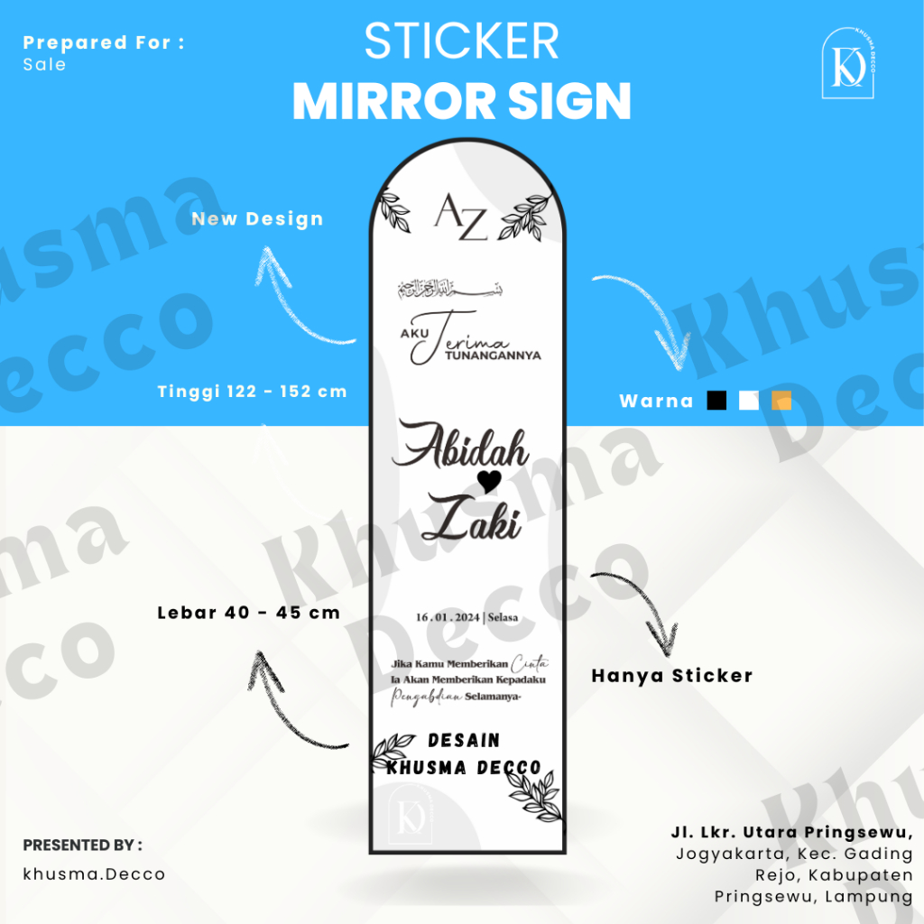 Premium Limited Edition Sticker Mirror Sign Width 40 cm // Mirror ...