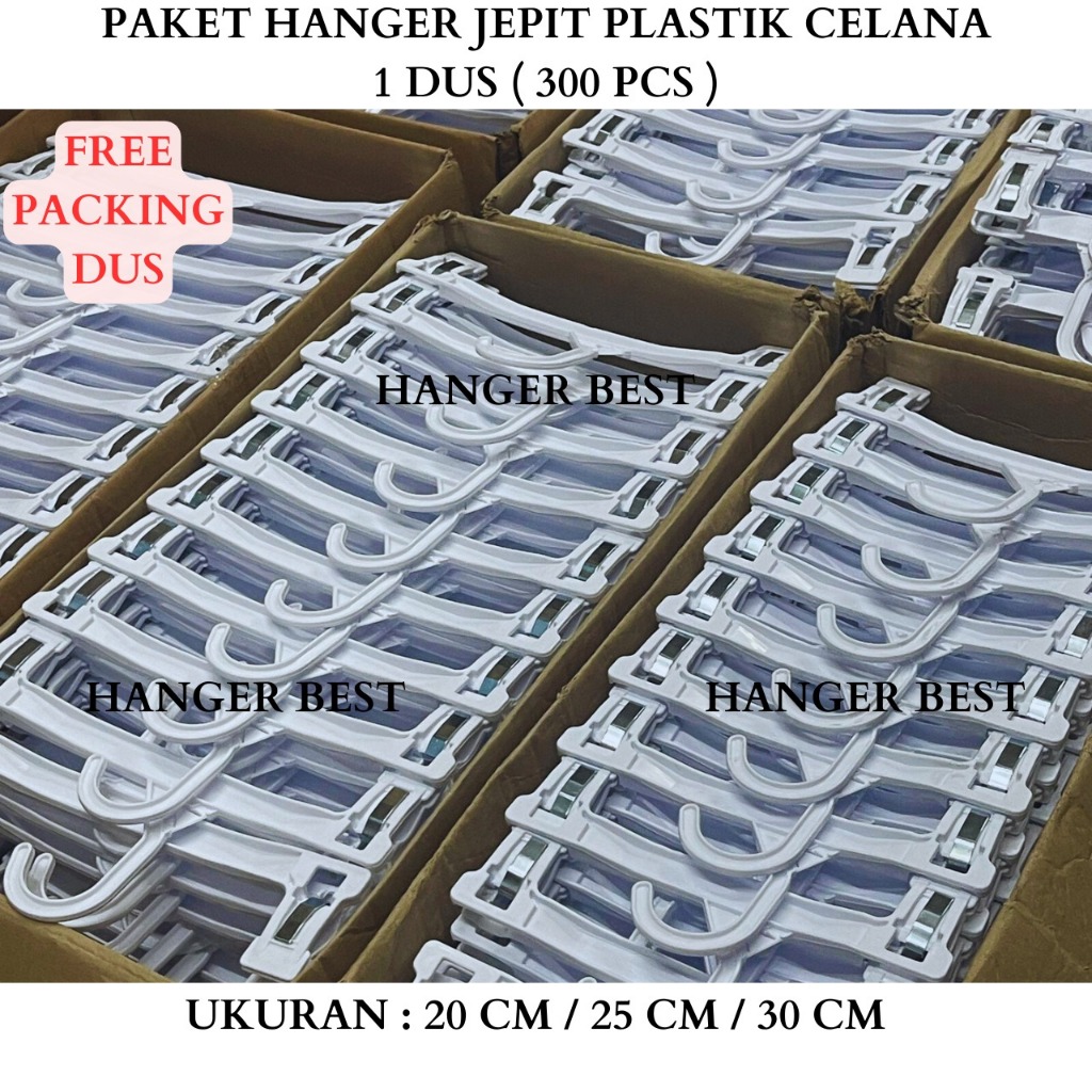 PUTIH White Trouser Clip Hanger Package 20 CM / 25 CM / 30 CM Plastic 1 ...
