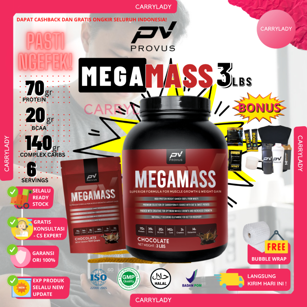 Provus Megamass 3lbs Mega Mass 3 lbs Gainer 1350 gram Bulking Protein ...