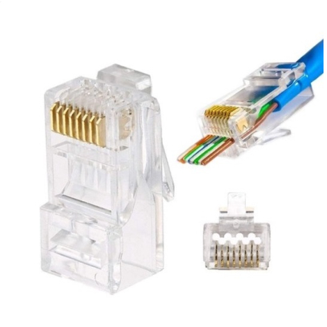 Lan Connector RJ45 CAT5 EZ Plastic Connector Cable Head Plug Network ...