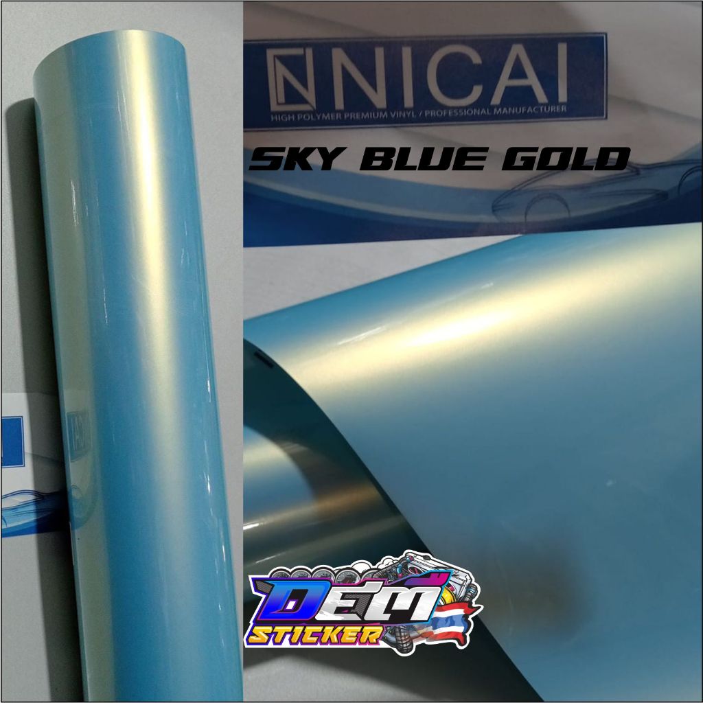 Nicai Brand nicai Sky Blue Gold Sticker 50cm Width Premium Quality And ...