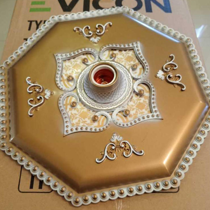 PVC/GRC Decorative Ceiling Ornament Fittings / 30x30 Ornament Light ...