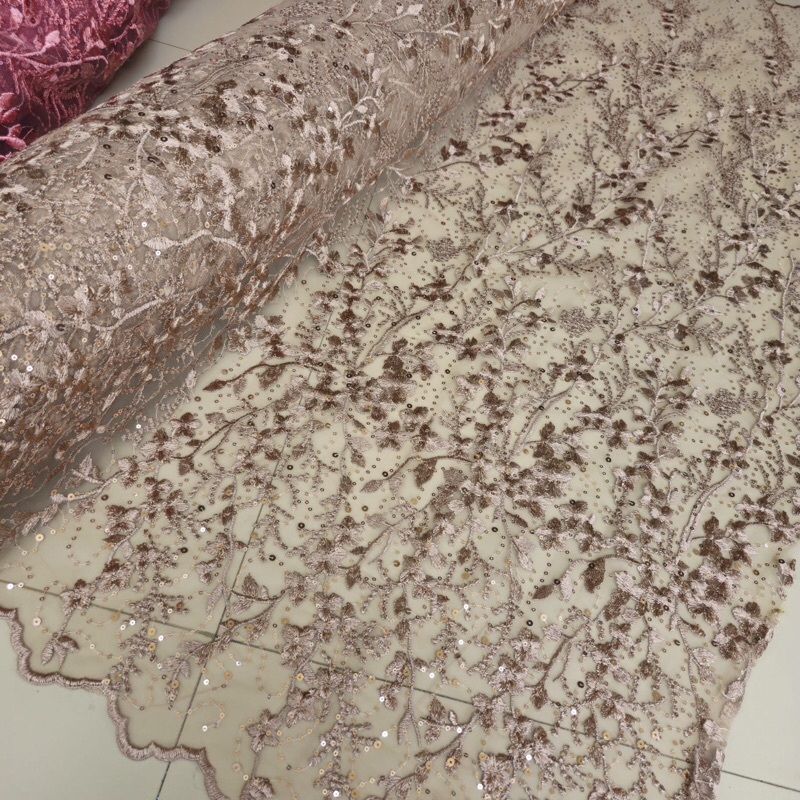 Thick embroidered Tulle with small floral motifs. full springel big and ...