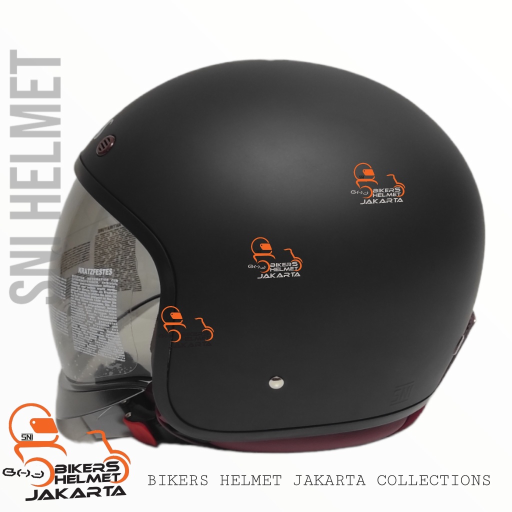 Mds RETRO MAGNUM SOLID BLACK DOFF HALF FACE SMOKE GLASS HELMET | Shopee ...