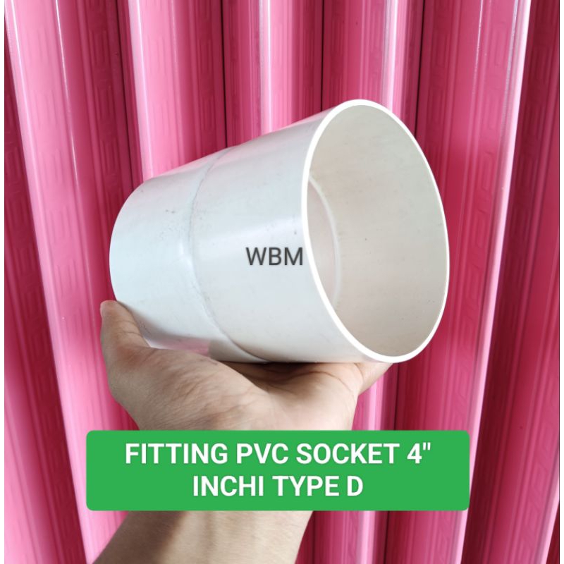 Pvc pipe fittings Socket/Socket 4" inch type D pipe connection | Shopee ...