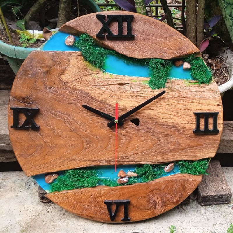 HIASAN DINDING Wall Clock Aesthetic RESIN Wall Decoration Large 40CM ...