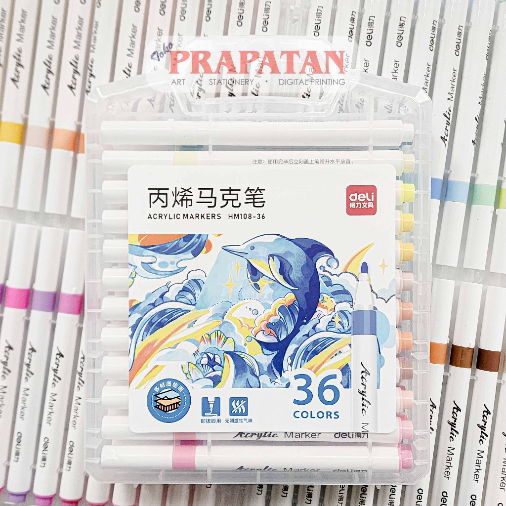 Deli Acrylic Marker Set HM108-36 Colors | Acrylic Marker | Shopee Malaysia