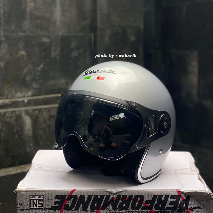 Vespa Retro Silver List Chrome Helmet+Visor Italy | Shopee Malaysia