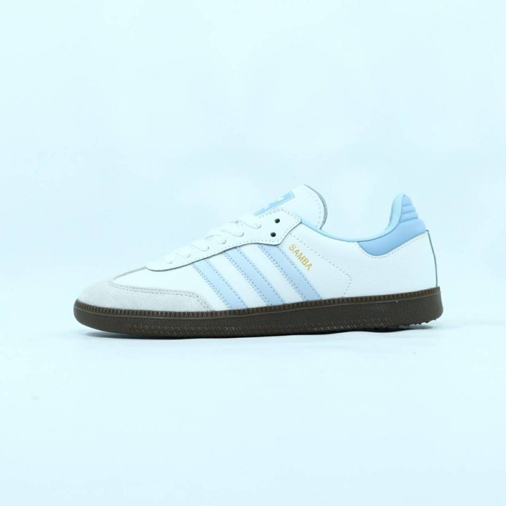 Adidas SAMBA OG CORE WHITE HALO BLUE GUM ID2055 FULL TAG BARCODE SEPATU ...