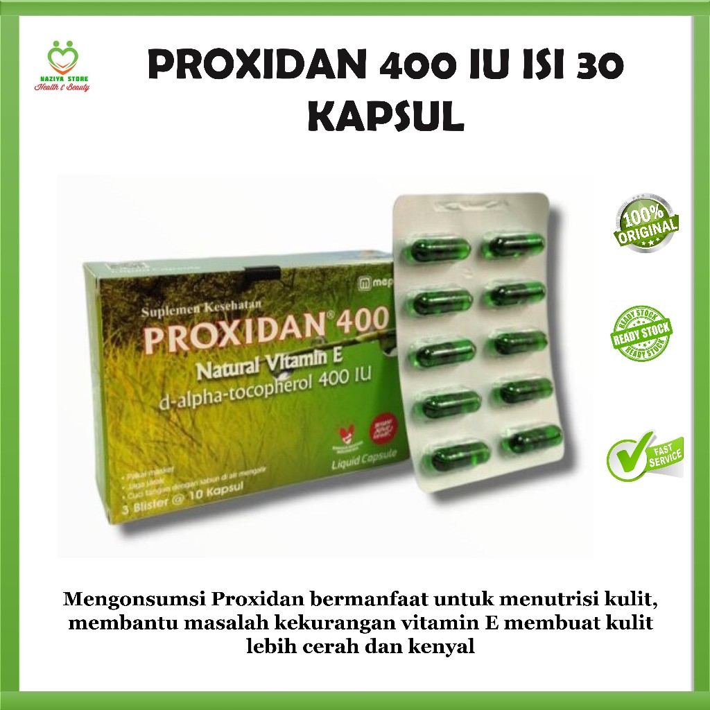 Proxidan 400 NATURAL Vitamin E BOX Contains 30 Capsules To Brighten The ...