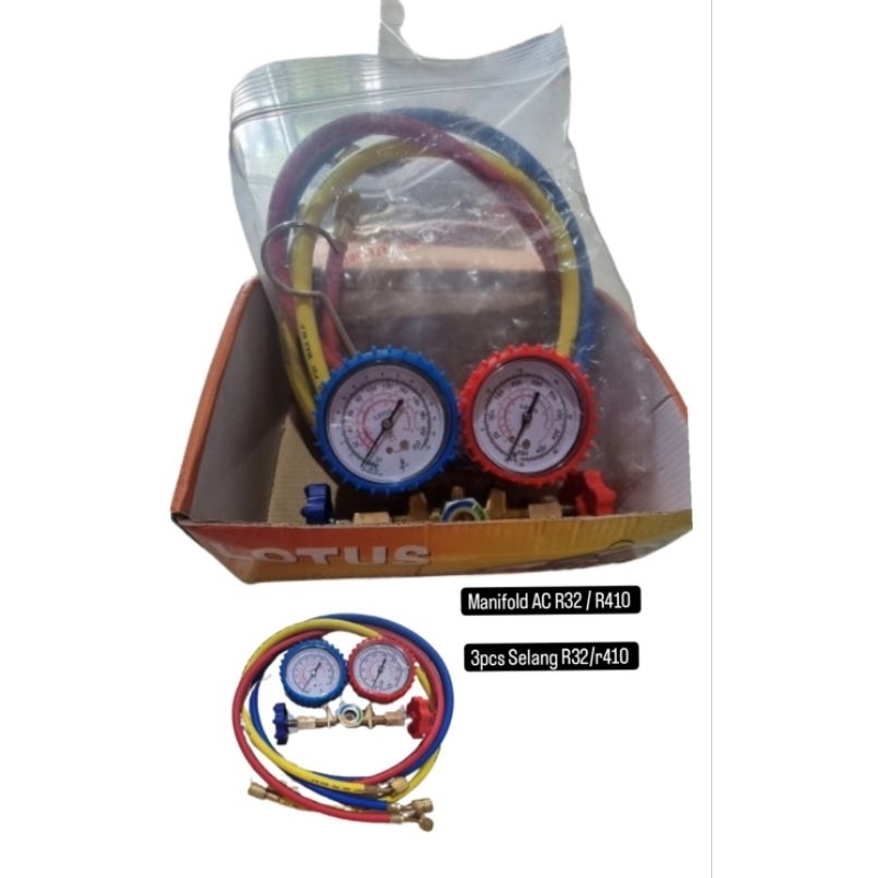 Manifold Double AC R32 / r410 + 3pcs Hose R32/r410 | Shopee Malaysia