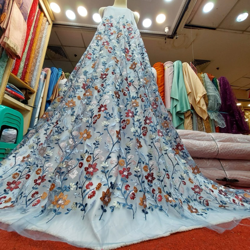 Full Sequin Color Gradation garden Fabric/Latest Color Gradation kebaya ...