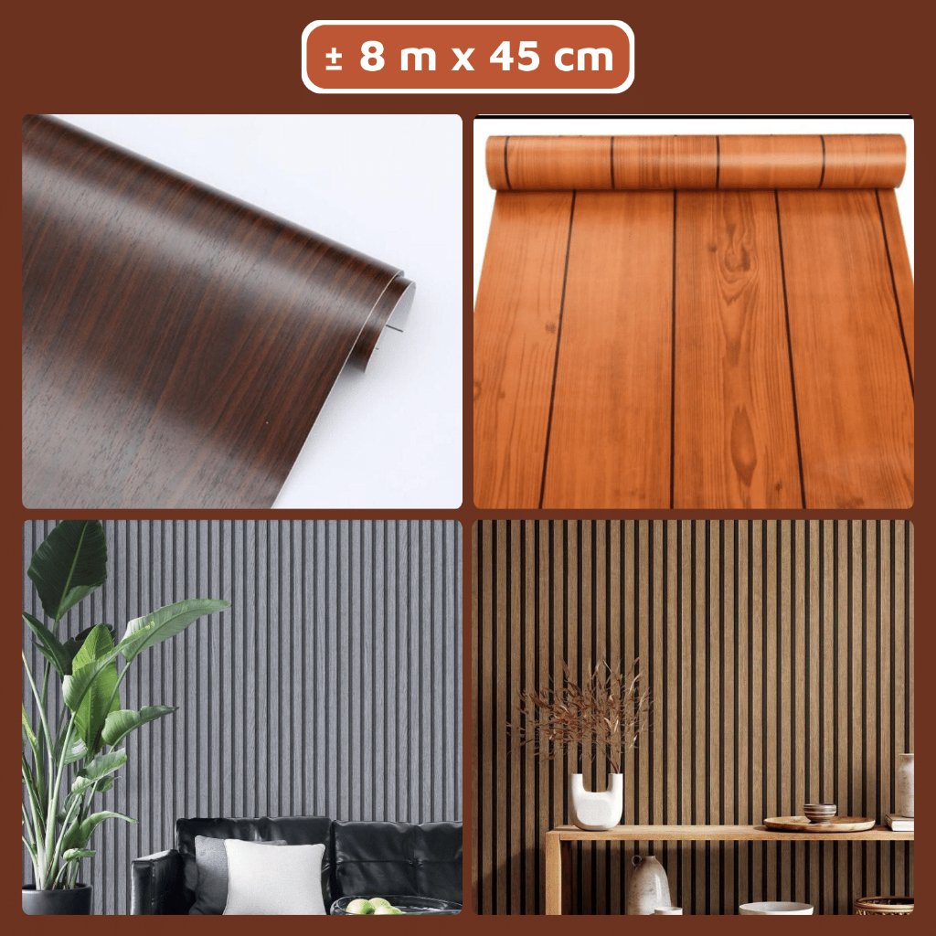 KAYU Wood Motif Wallpaper Panel Wood Motif Wallpaper 10 Meters x 45 cm ...
